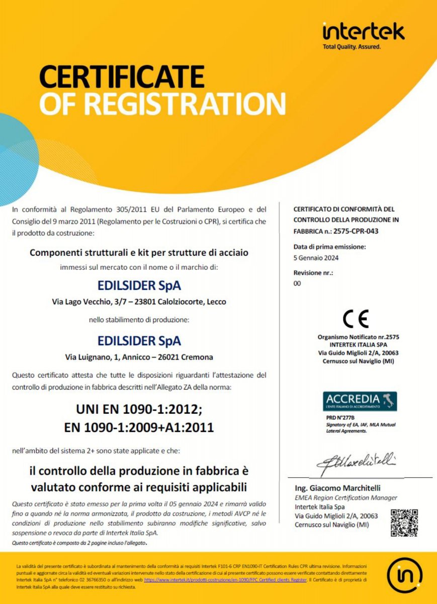 EN 1090 - Certificazioni - EDILSIDER S.p.A.