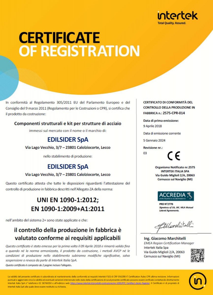 EN 1090 - Certificazioni - EDILSIDER S.p.A.